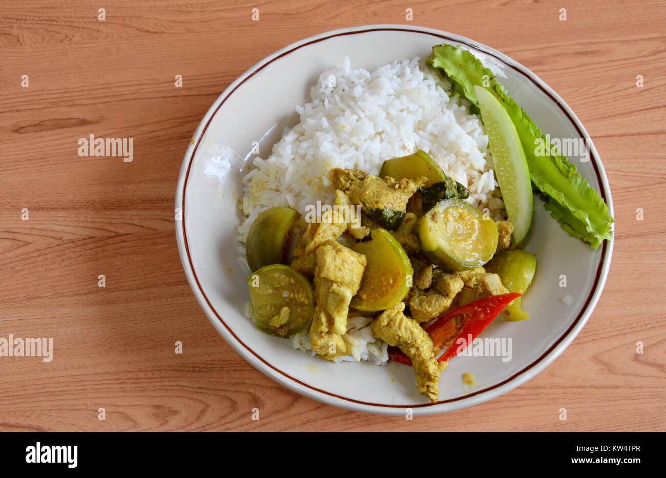 green curry with chicken on rice Stock Photo - Alamy