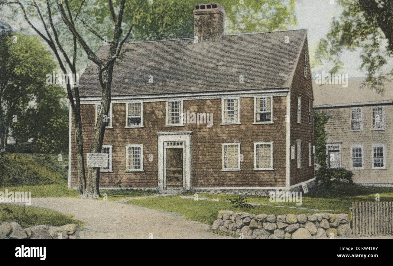 Postcard of the exterior of the Howland House, Plymouth, Massachusetts ...