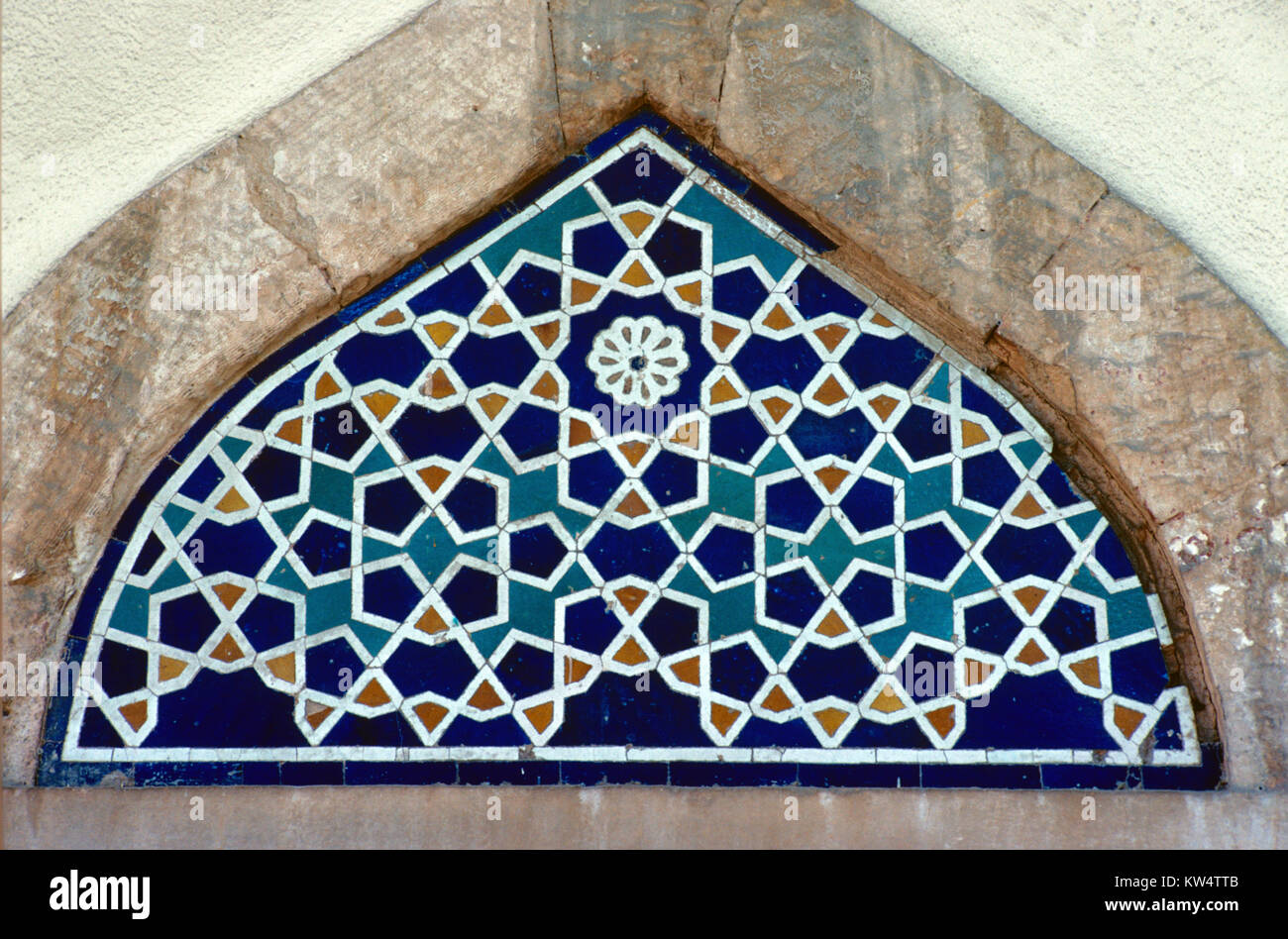 Geometric Pattern Tiles Above Window of Muradiye Mosque or Muradiye ...