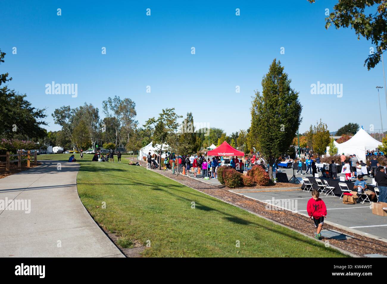 People gather in Heather Farms Park in the San Francisco Bay Area town ...