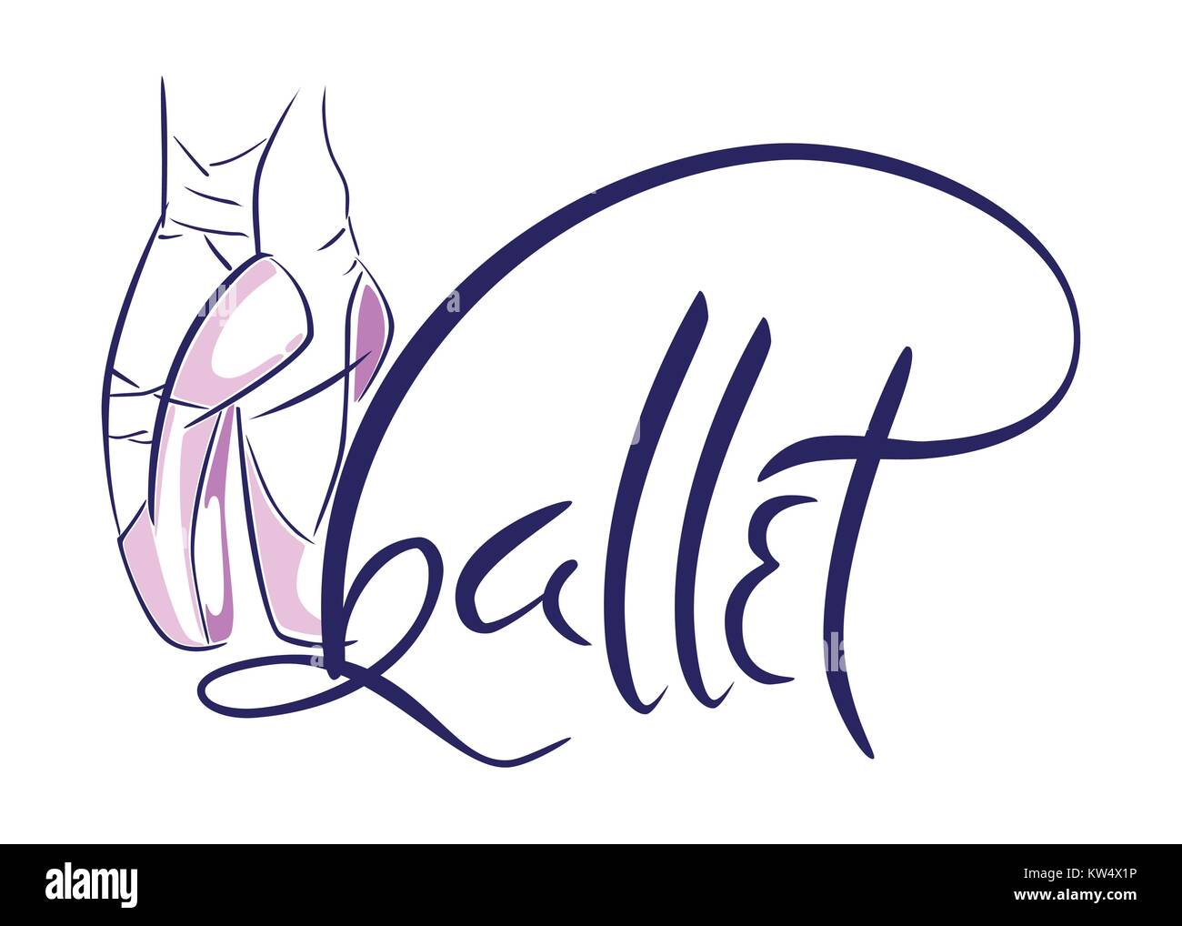 Hand drawn old style lettering of word Ballet. Vector illustration with ...