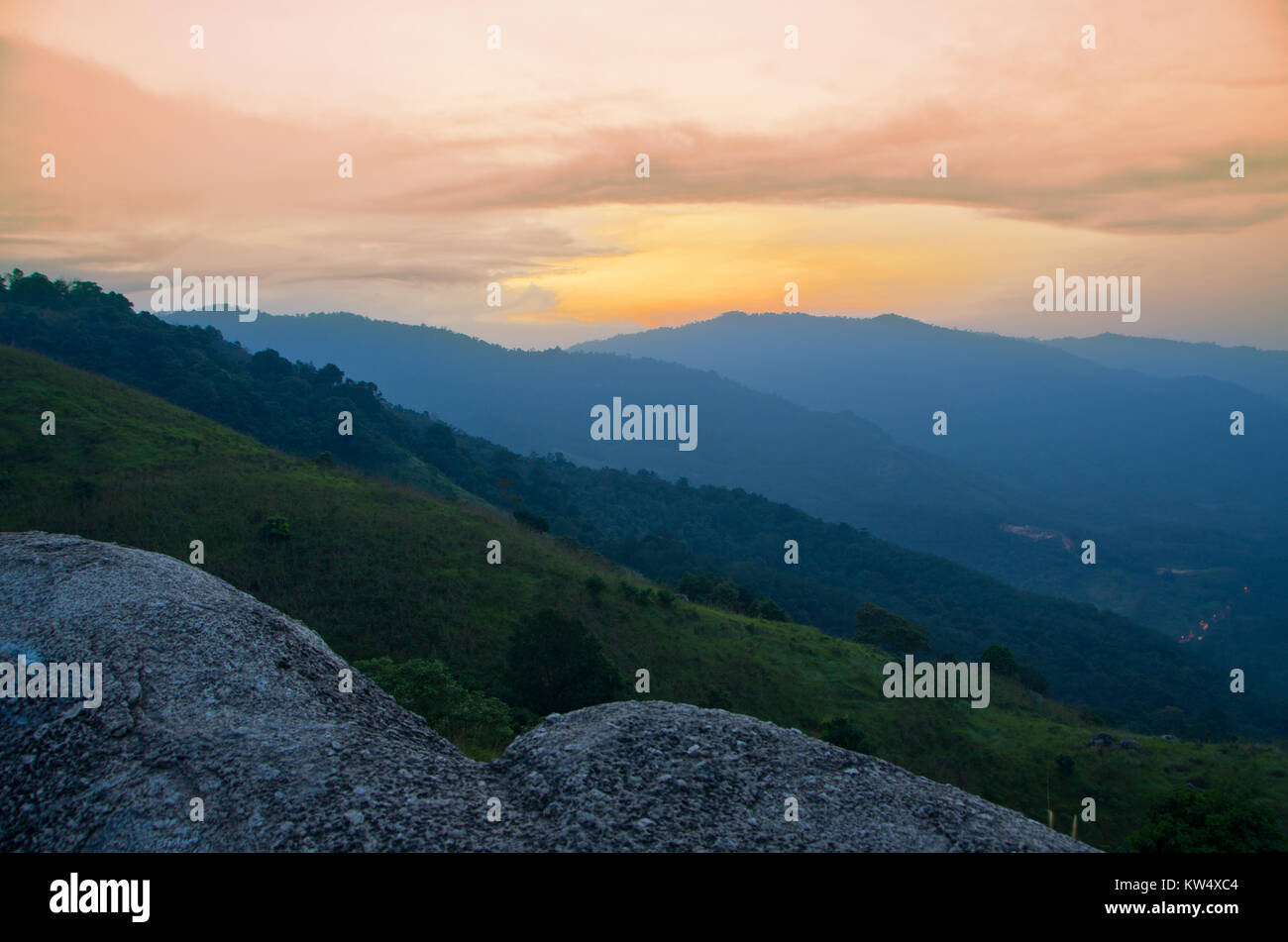 Sunrise at Broga Hill, Malaysia - majestic sunrise clouds and path ...