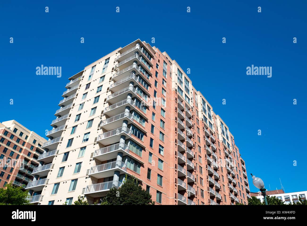 Apartment complex tower on a sunny day in Rockville, Maryland ...