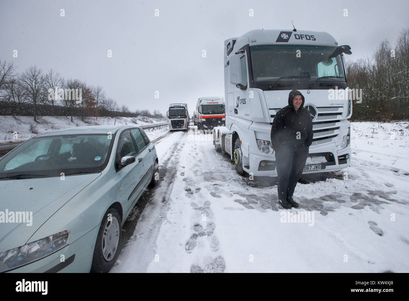 Lorries And Cars That Have Stuck On The A14 Near Desborough Northants