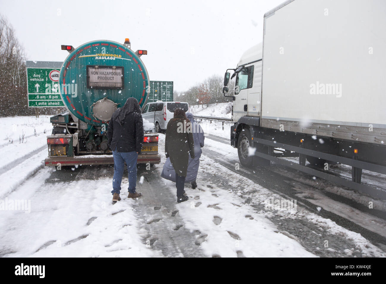 Lorries and cars that have stuck on the A14 near Desborough,Northants ...
