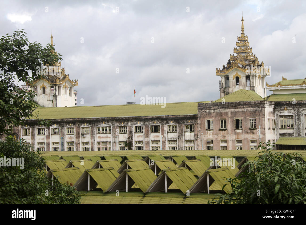 Roof of railway station building in Yangon, Myanmar Stock Photo - Alamy