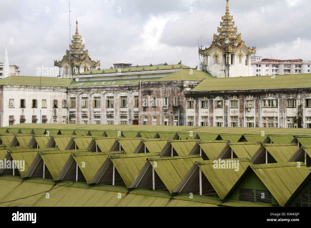 Roof of railway station building in Yangon, Myanmar Stock Photo - Alamy