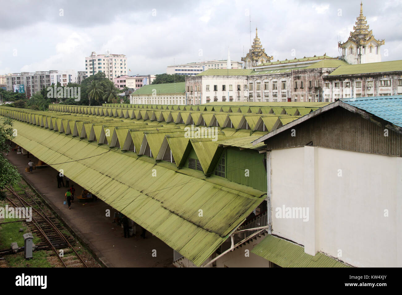 Railway station building in Yangon, Myanmar Stock Photo - Alamy