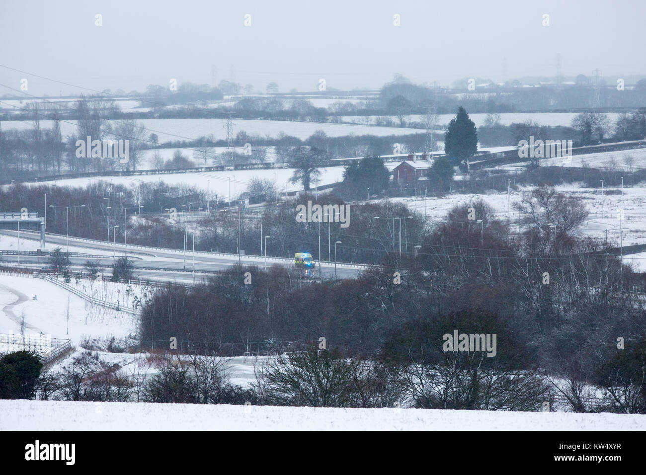 Lorries and cars that have stuck on the A14 near Desborough,Northants ...