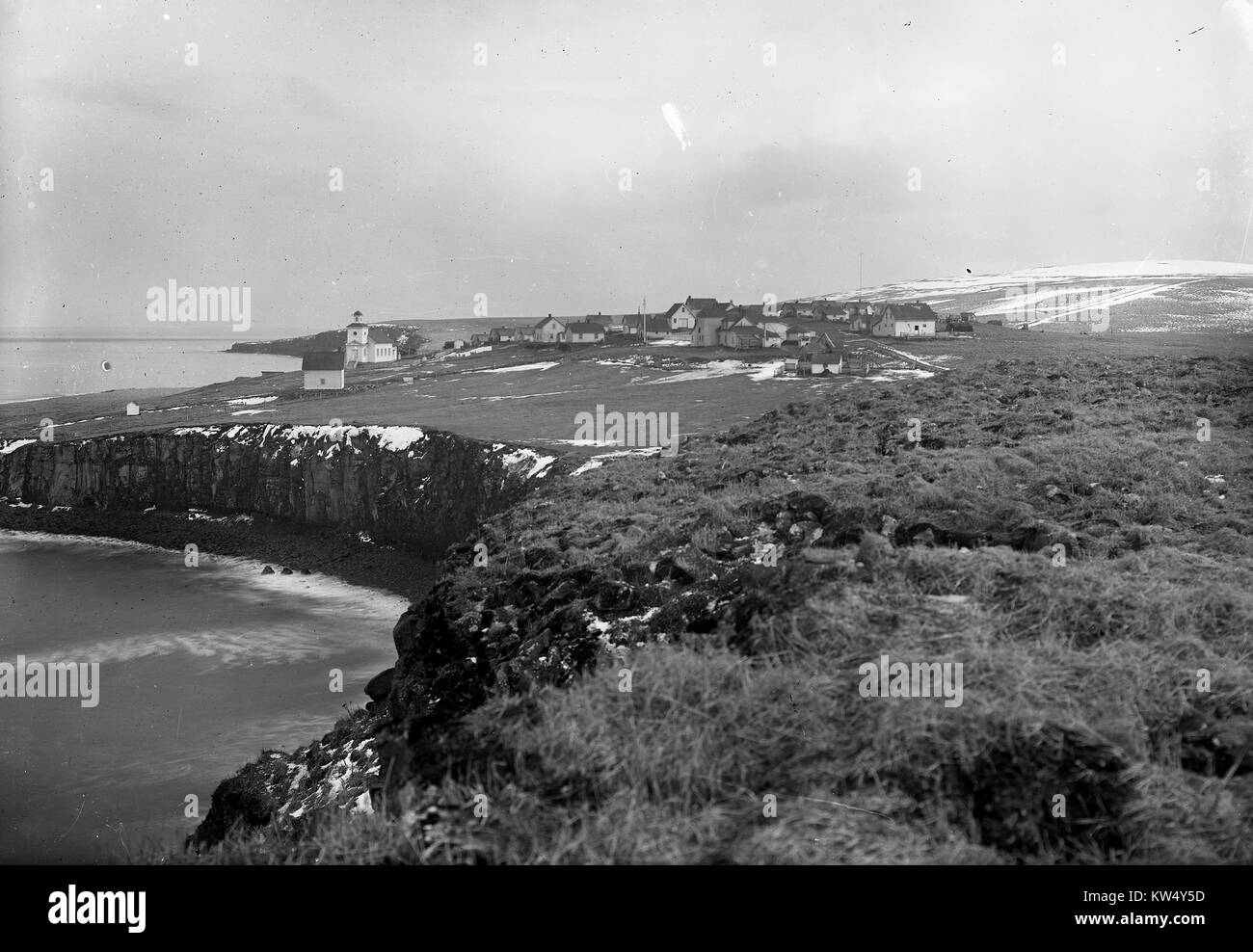 View of homes on the coast of St George Island, Alaska, 1918 Stock ...