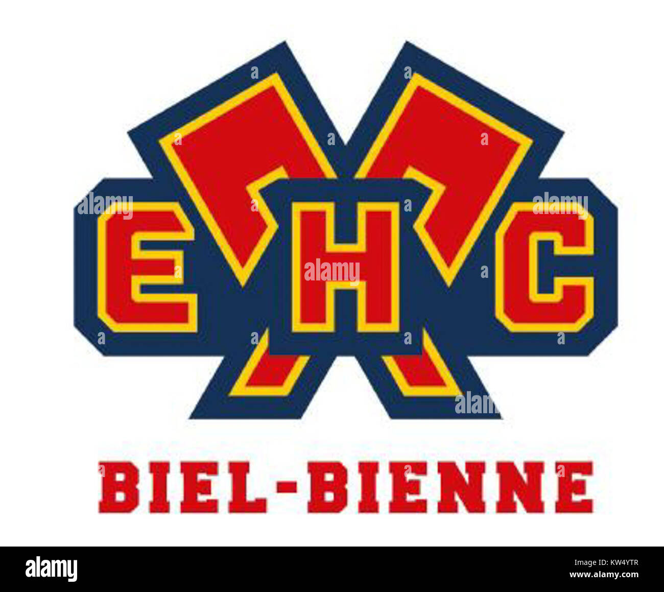 The EHC Biel logo, shown here with the additional text, is associated ...
