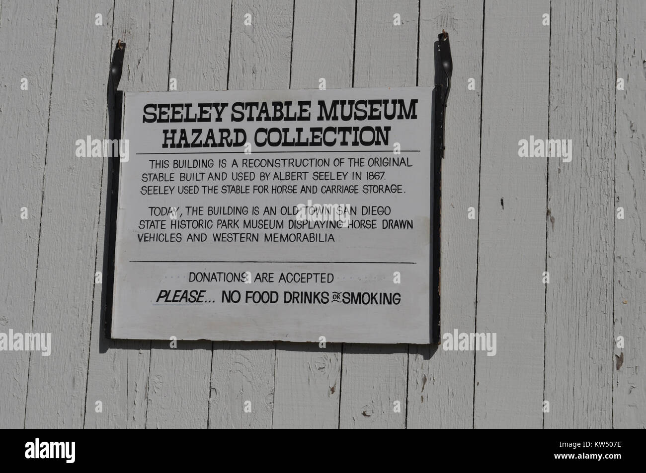 The Seeley Stable Museum sign marks a historical building in San Diego ...