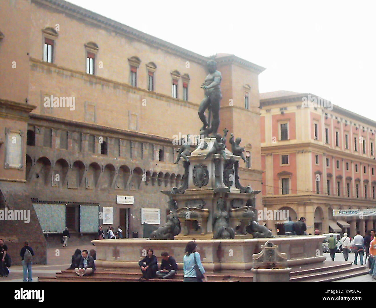 The Neptune Fountain (Neptunbrunnen) in Bologna, Italy, is a monumental ...