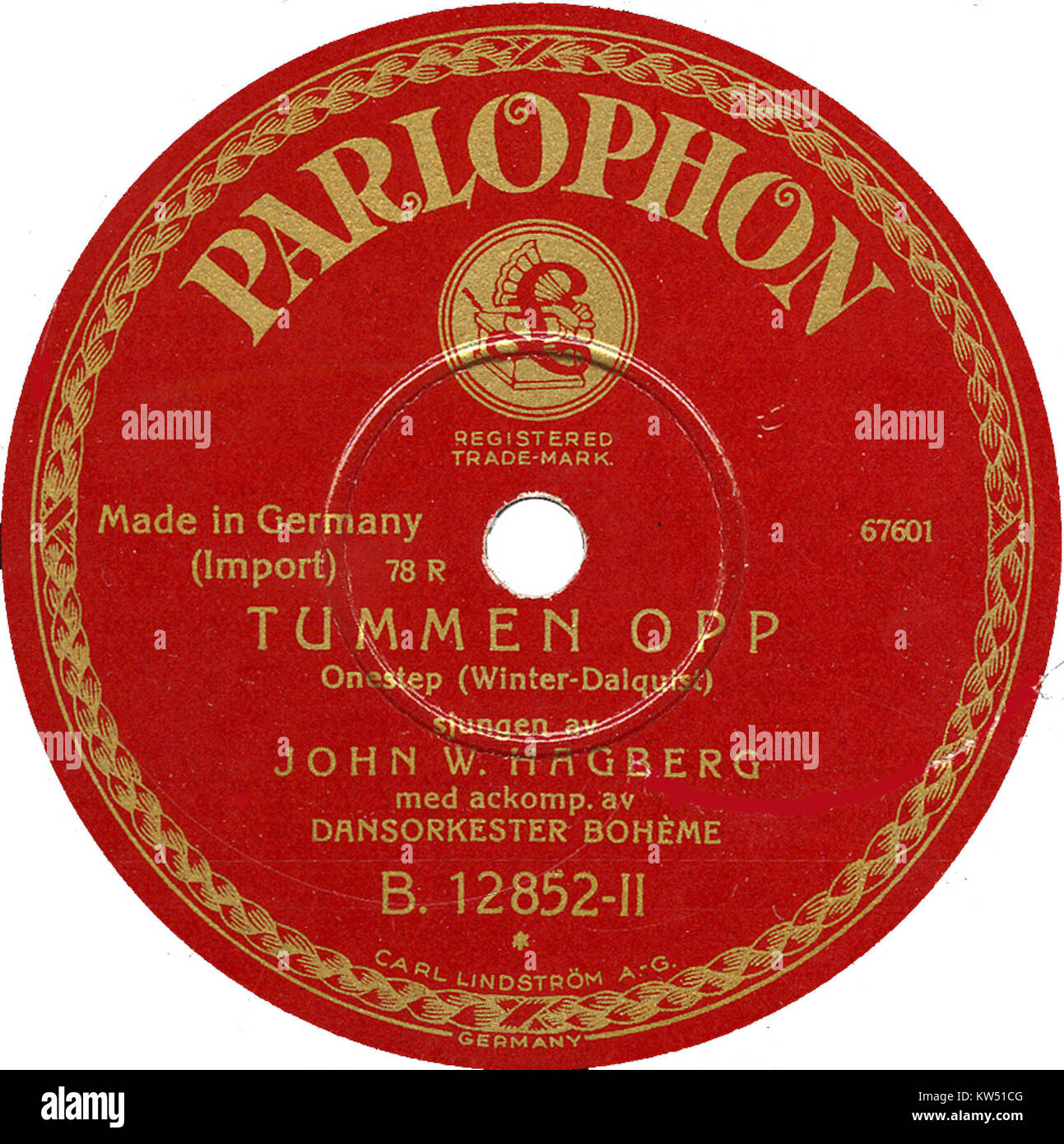 A modified image of the Parlophon B12852 II record label, highlighting ...