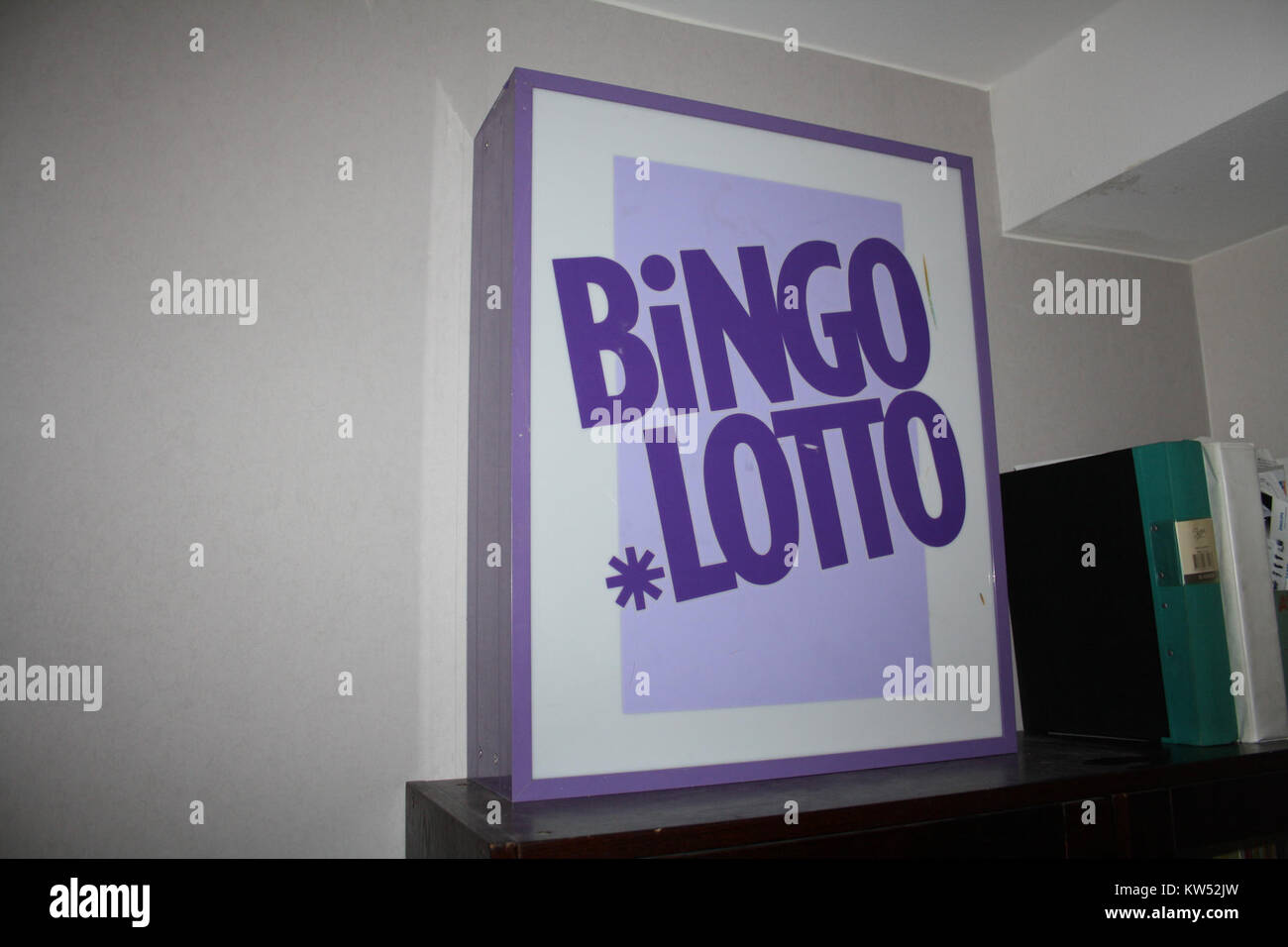 An advertisement sign for Bingo Lotto, likely a promotional billboard ...