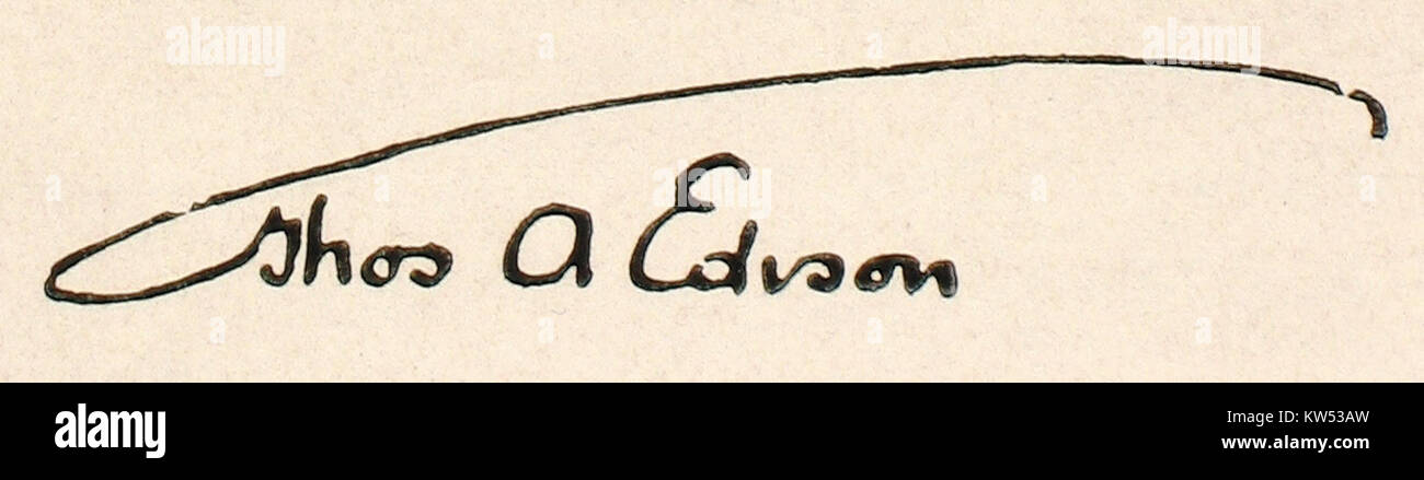 The signature of Thomas Edison, one of America’s most famous inventors ...