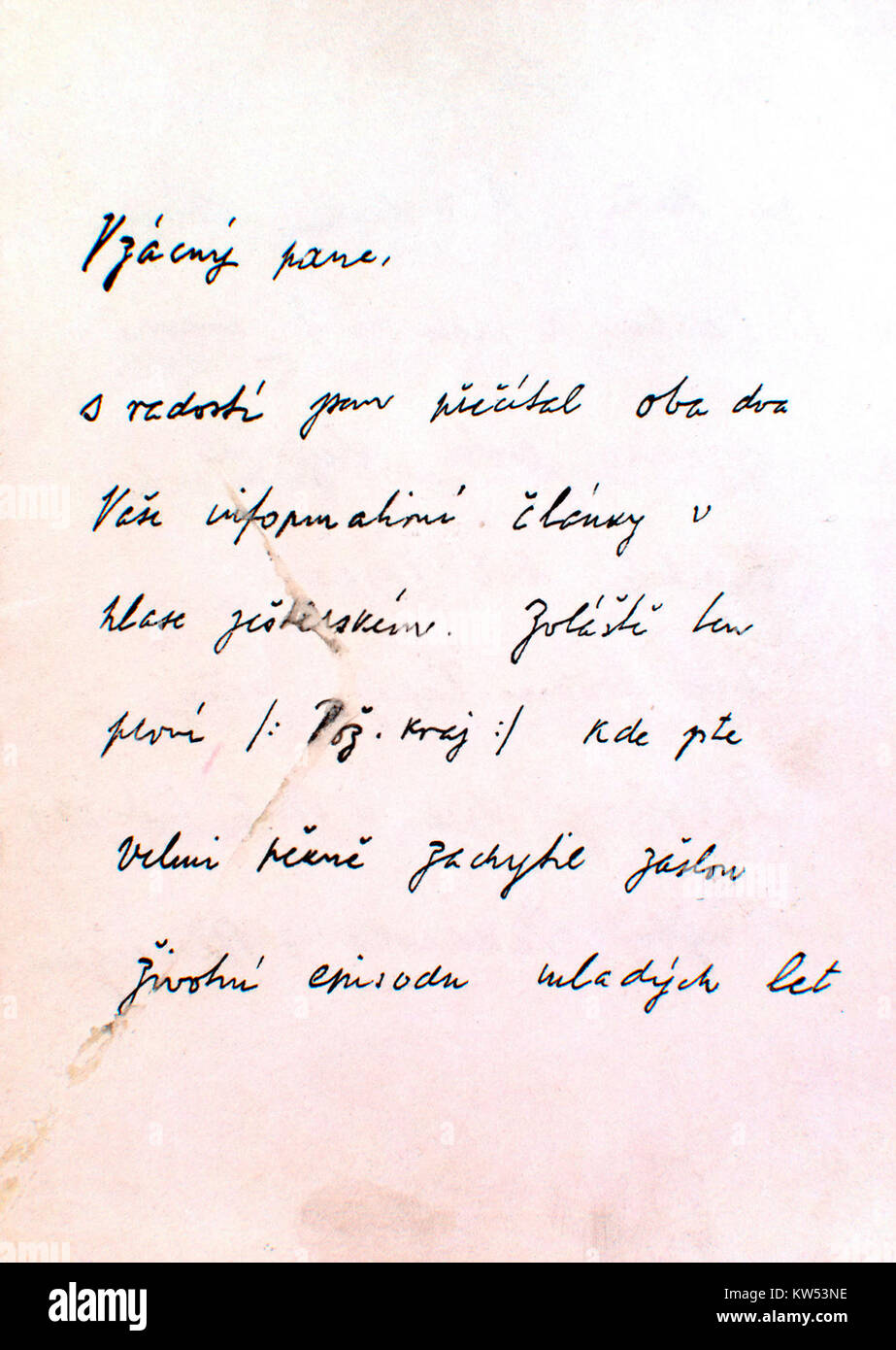 This is a letter written by Bezruc, a significant literary figure known ...