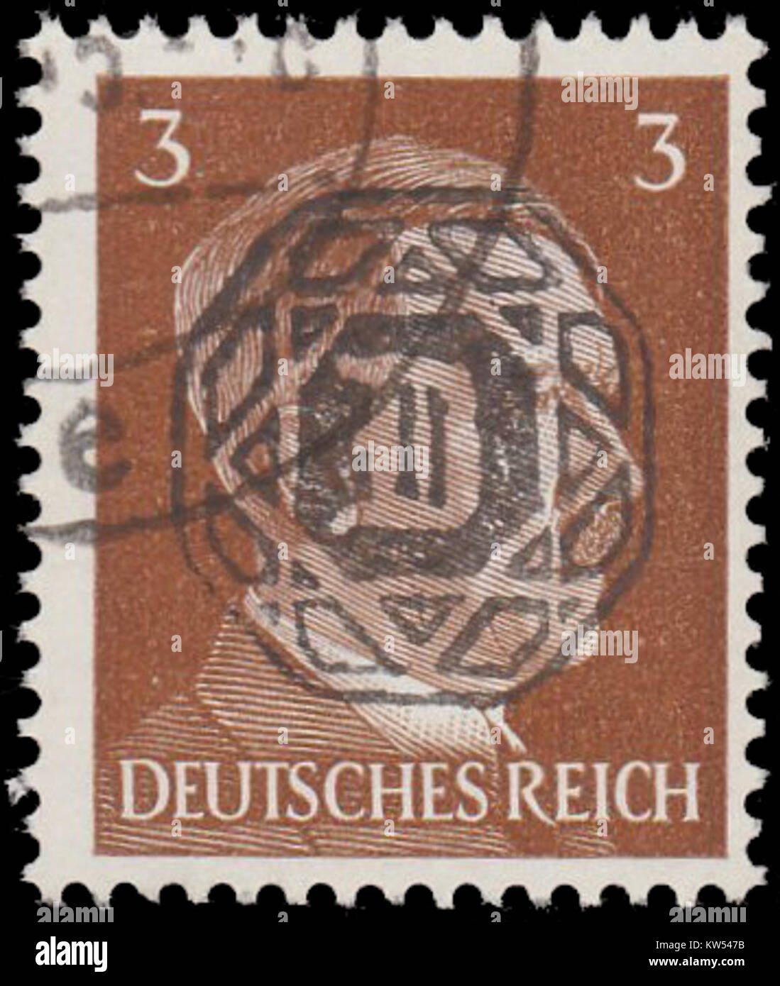 This 1945 stamp from Loebau, Germany, features a historical design ...