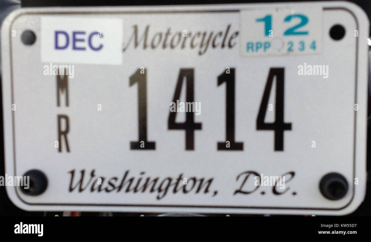 This is a vintage motorcycle license plate from Washington, D.C ...