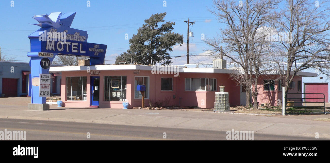 A photograph of the Blue Swallow Motel, captured from the southeast ...