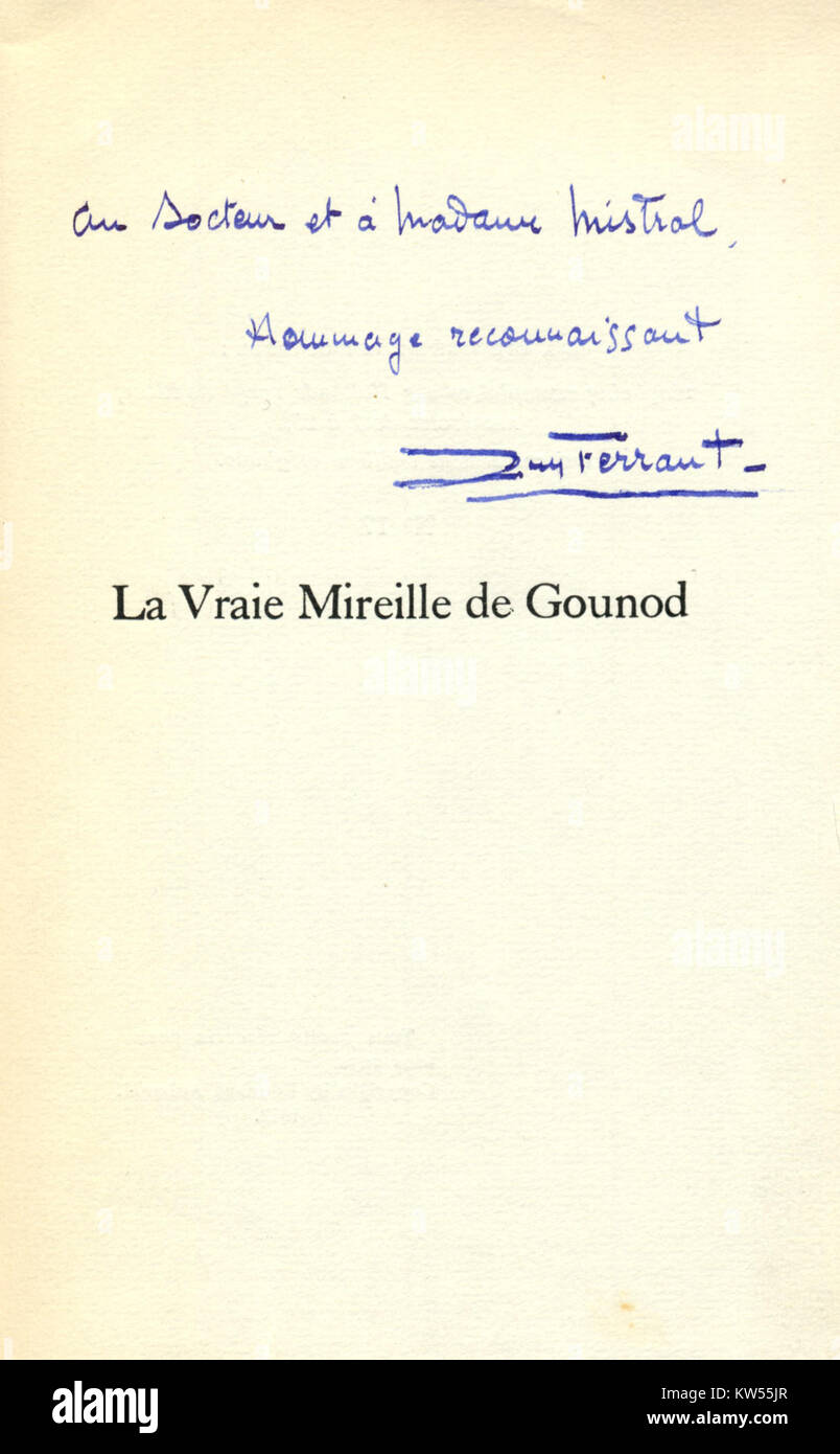 Inscribed copy of 'La vraie Mireille de Gounod' 1942 by Guy Ferrant ...
