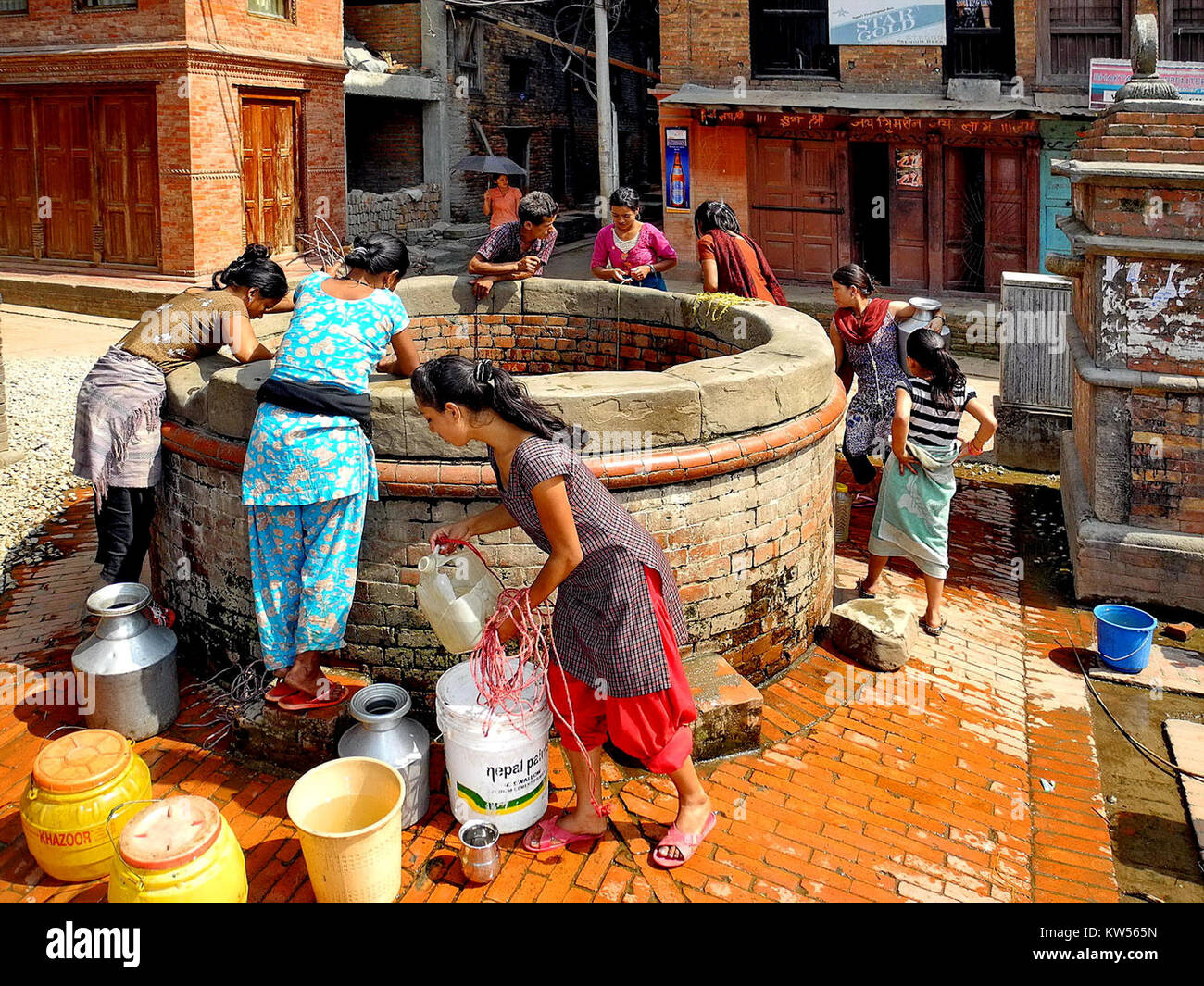 A photograph depicting the wells of Bhaktapur, a UNESCO World Heritage ...