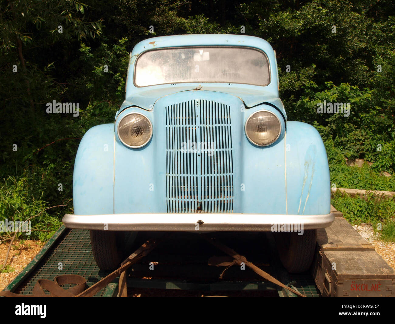 The blue oldtimer, a vintage automobile, symbolizes classic car culture ...