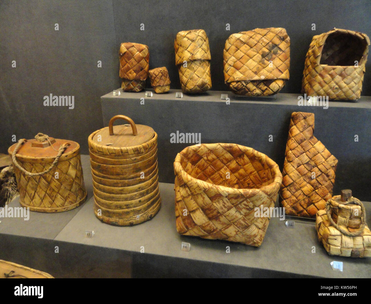 Birch bark vessels and containers, housed in the National Museum of ...