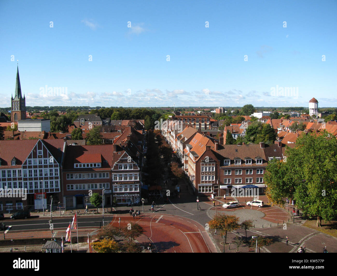 A historical photograph capturing the view of Emden, a port city in ...