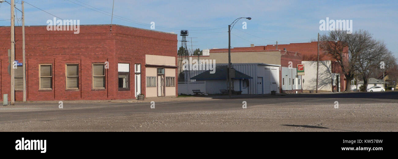 Main Street in Bladen, Nebraska, is depicted here, reflecting the rural ...