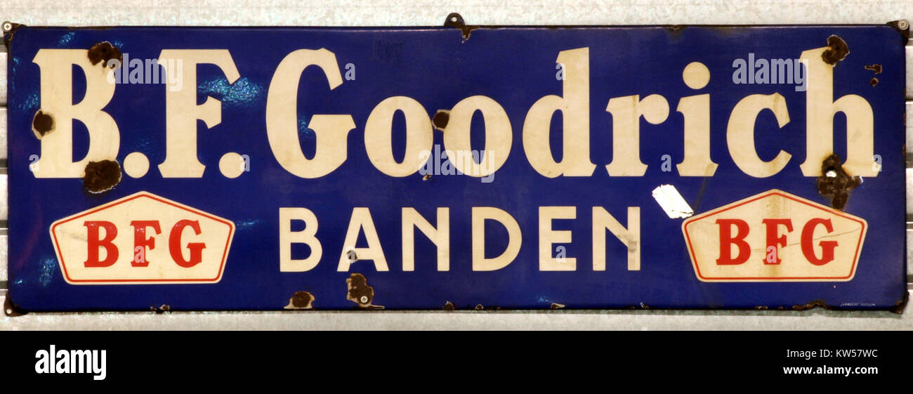 The BFG enamel advertisement sign displayed at the Den Hartog Ford ...