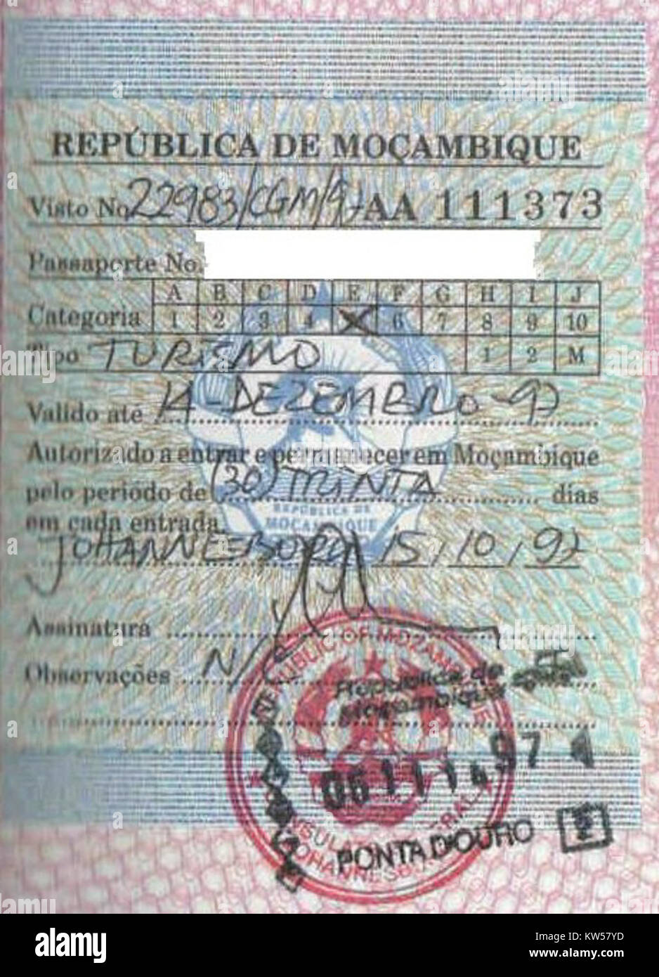 Mozambique visa hi-res stock photography and images - Alamy