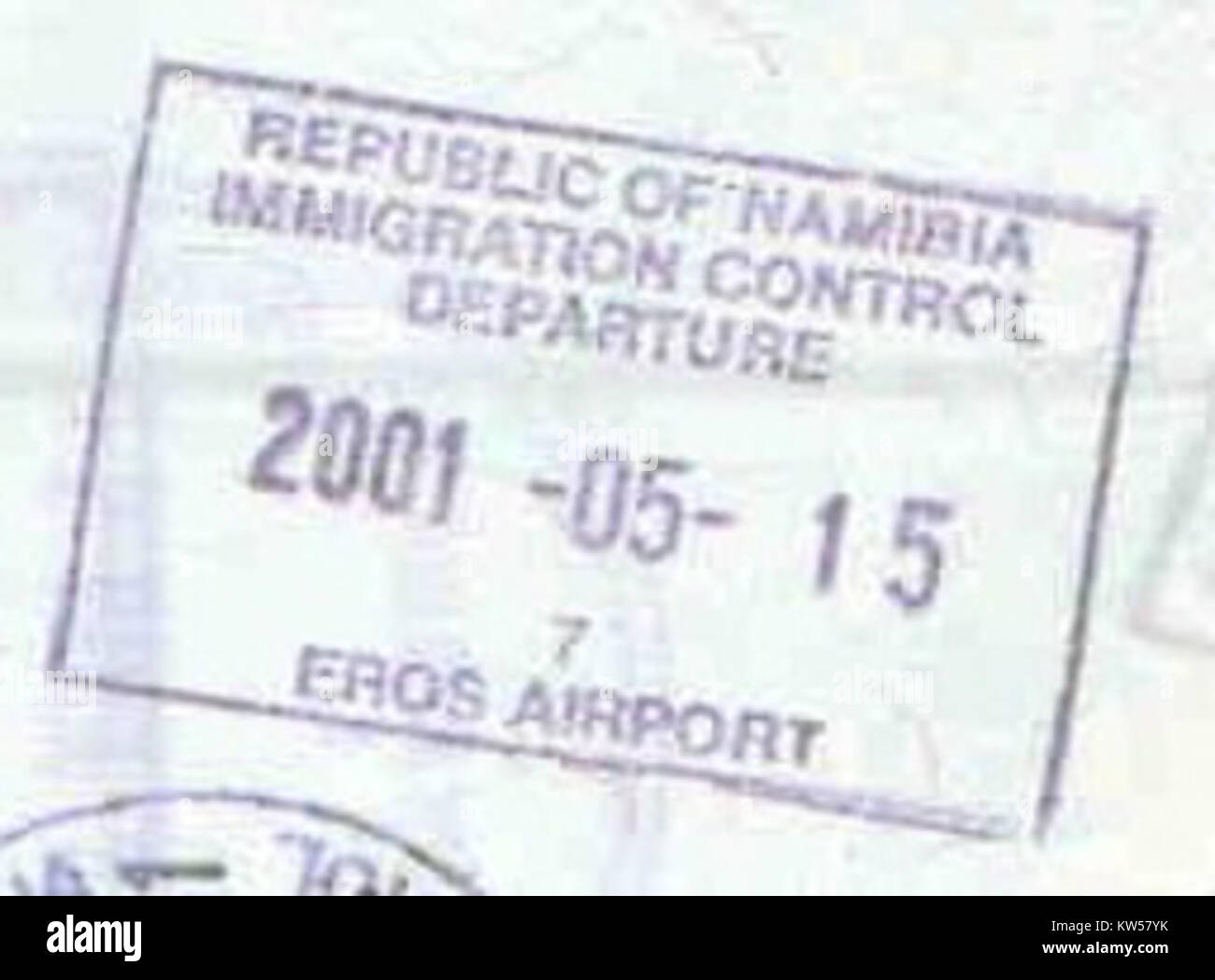 A Namibian exit stamp, used at the border control of Namibia to confirm ...