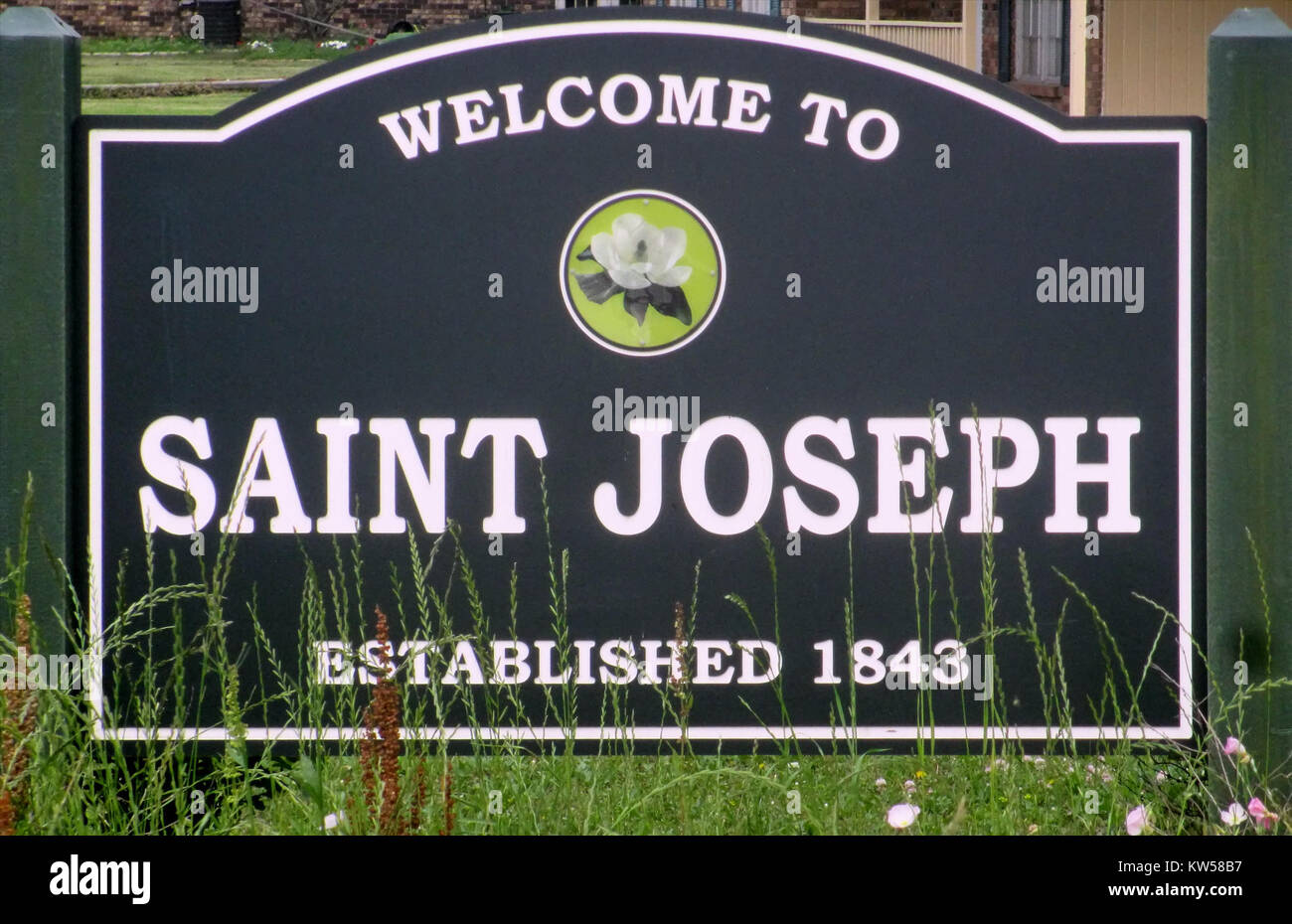 The entrance sign to Saint Joseph, Louisiana, photographed in 2013 ...
