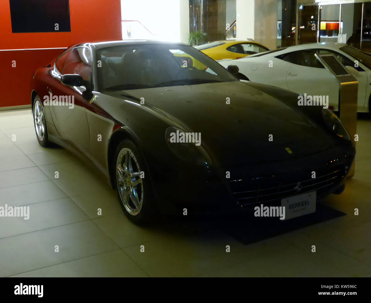 A front view of the black Ferrari 612 Scaglietti, a luxury sports car ...