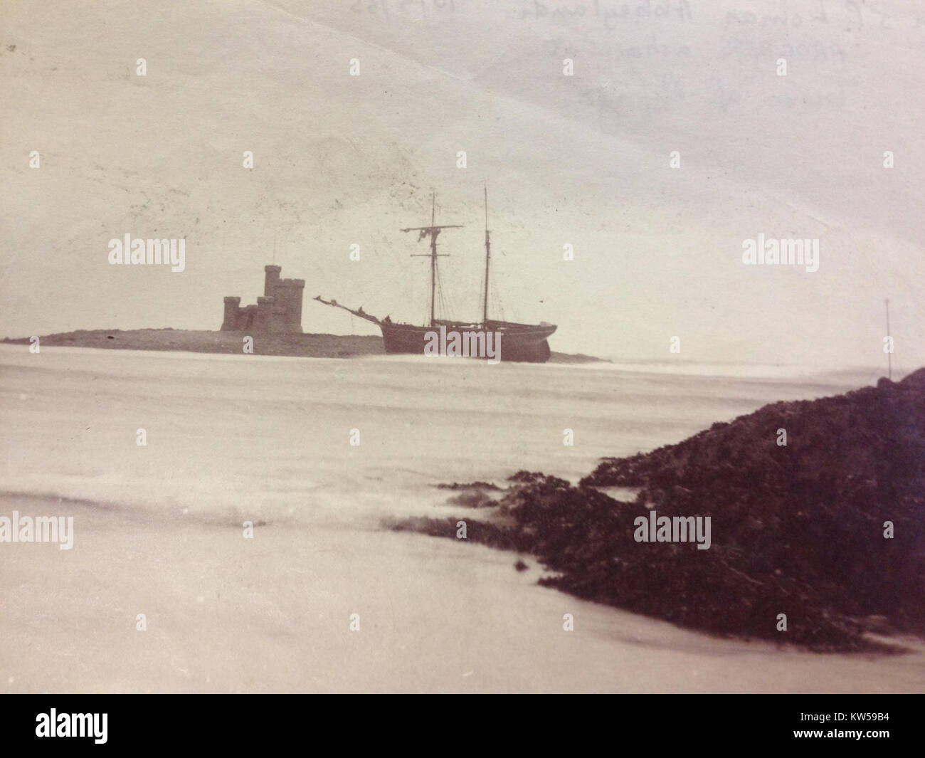 The sailing ship 'Progress' ran aground by Conister Rock, near the ...