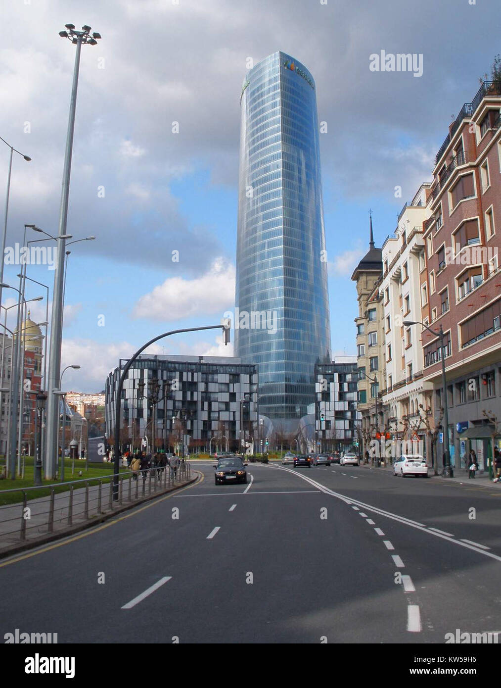 A view of the Torre Iberdrola in Bilbao, Spain, a prominent skyscraper ...