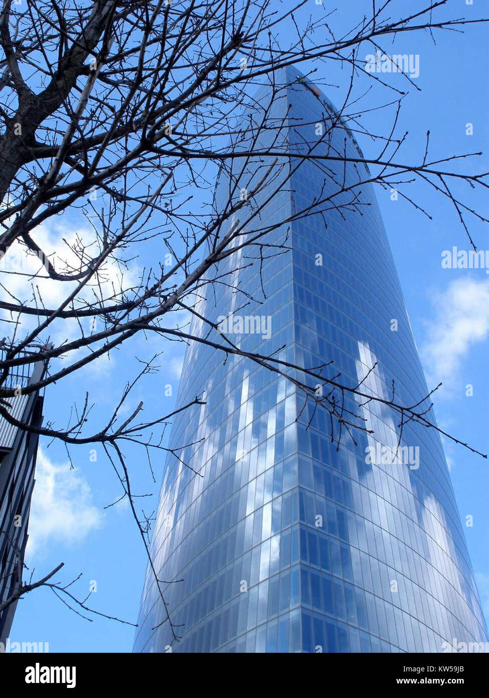 The Torre Iberdrola, located in Bilbao, Spain, is a modern skyscraper ...