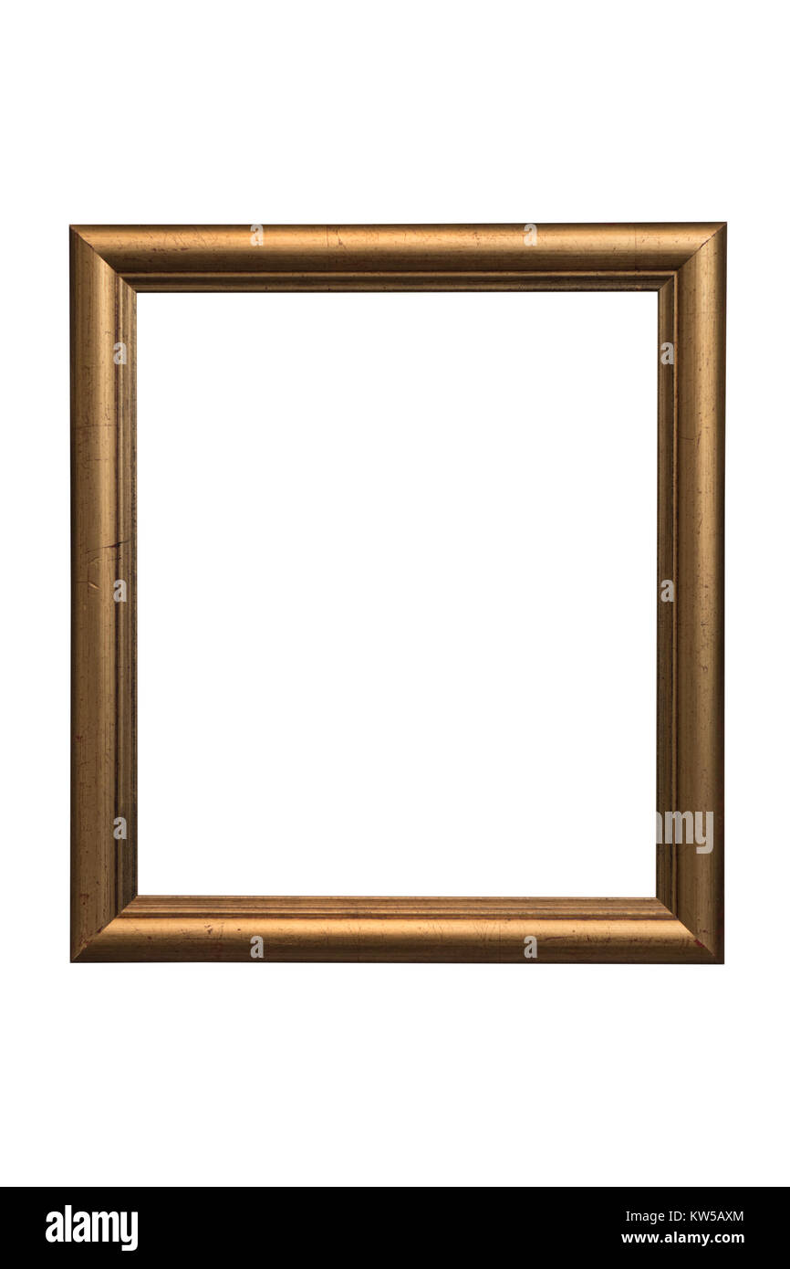 Bronze old wooden frame for photographs and paintings isolated on white ...