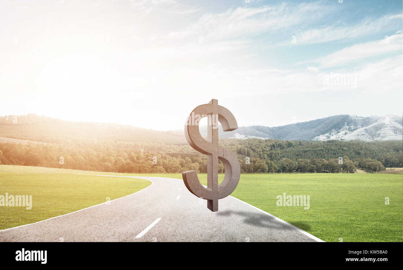 Stone dollar symbol on natural landscape as currency sign Stock Photo ...