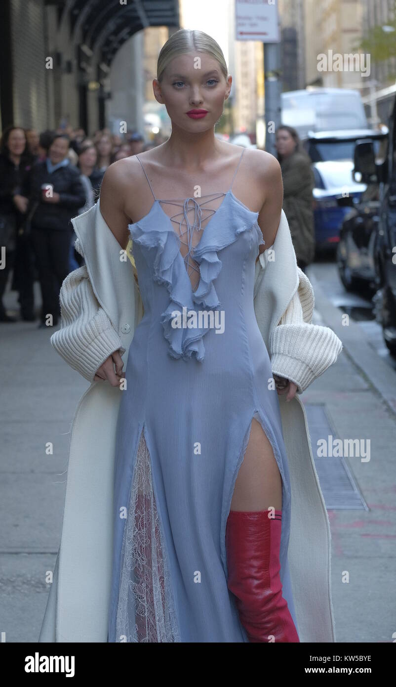 Elsa Hosk out and about in New York wearing thigh high bright red boots ...