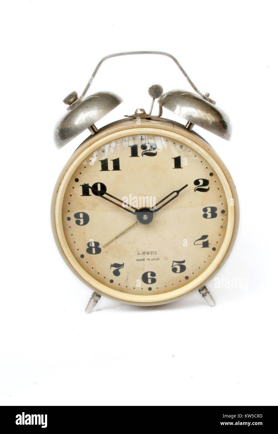 Rustic vintage desk alarm clock Stock Photo - Alamy