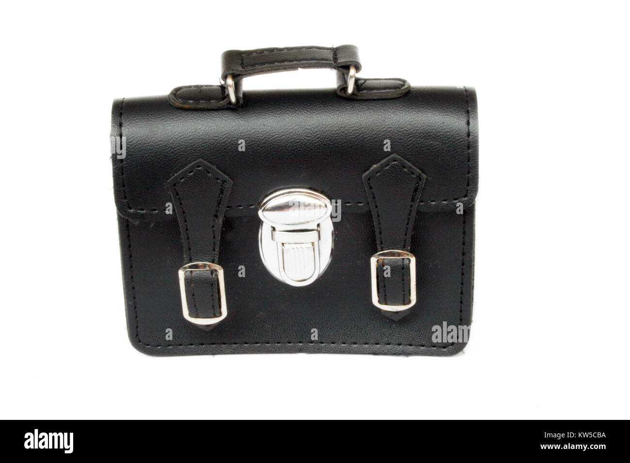 Mini leather brief case at the white background Stock Photo - Alamy