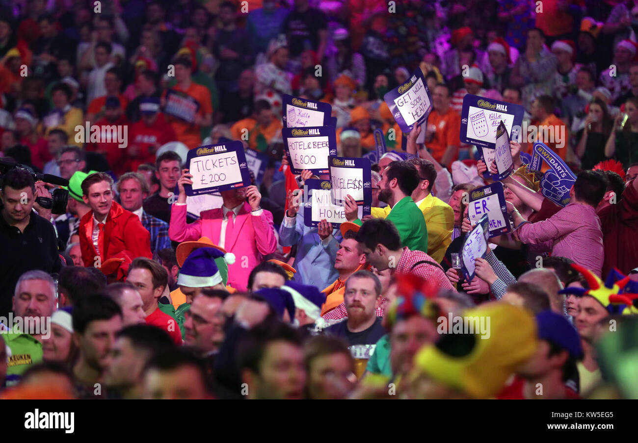 Darts fans during the world darts championship at alexandra palace hi ...