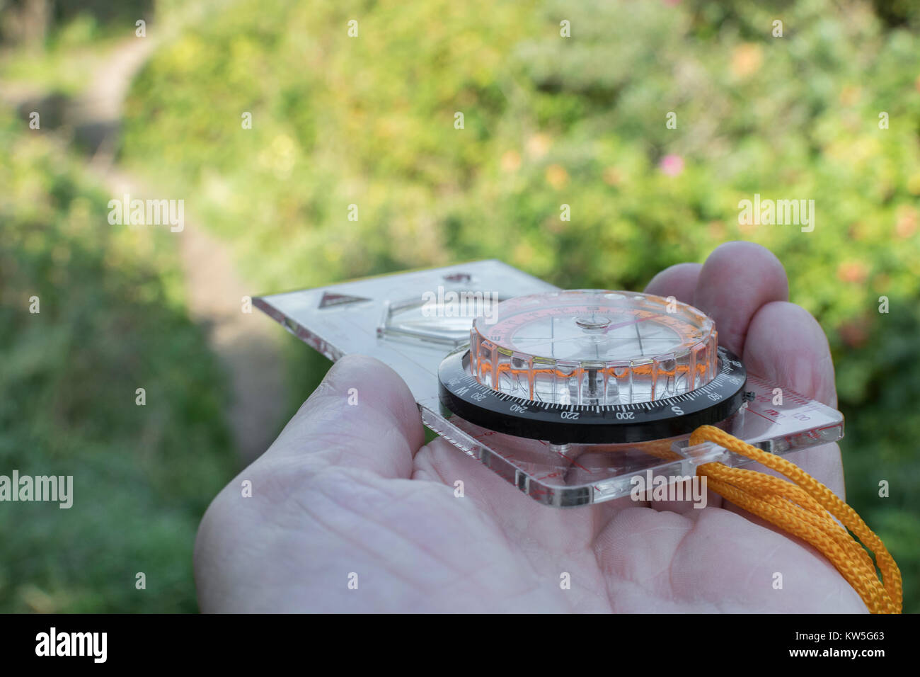 Orienteering compass in hand - for business 'direction', navigation ...