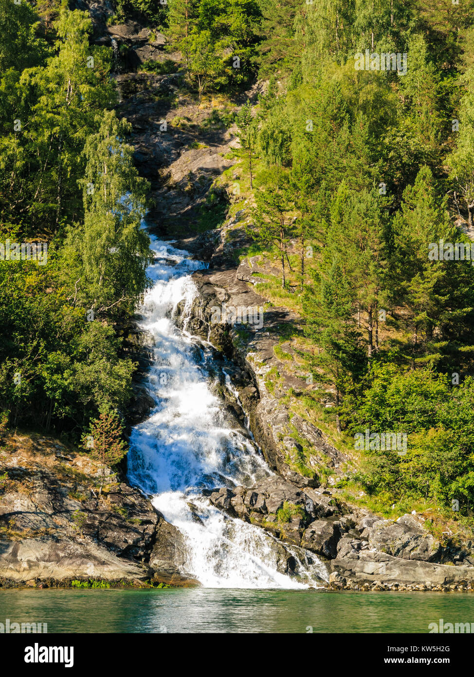 Summer mountain beautiful waterfall in Norway fjords Europe Stock Photo ...