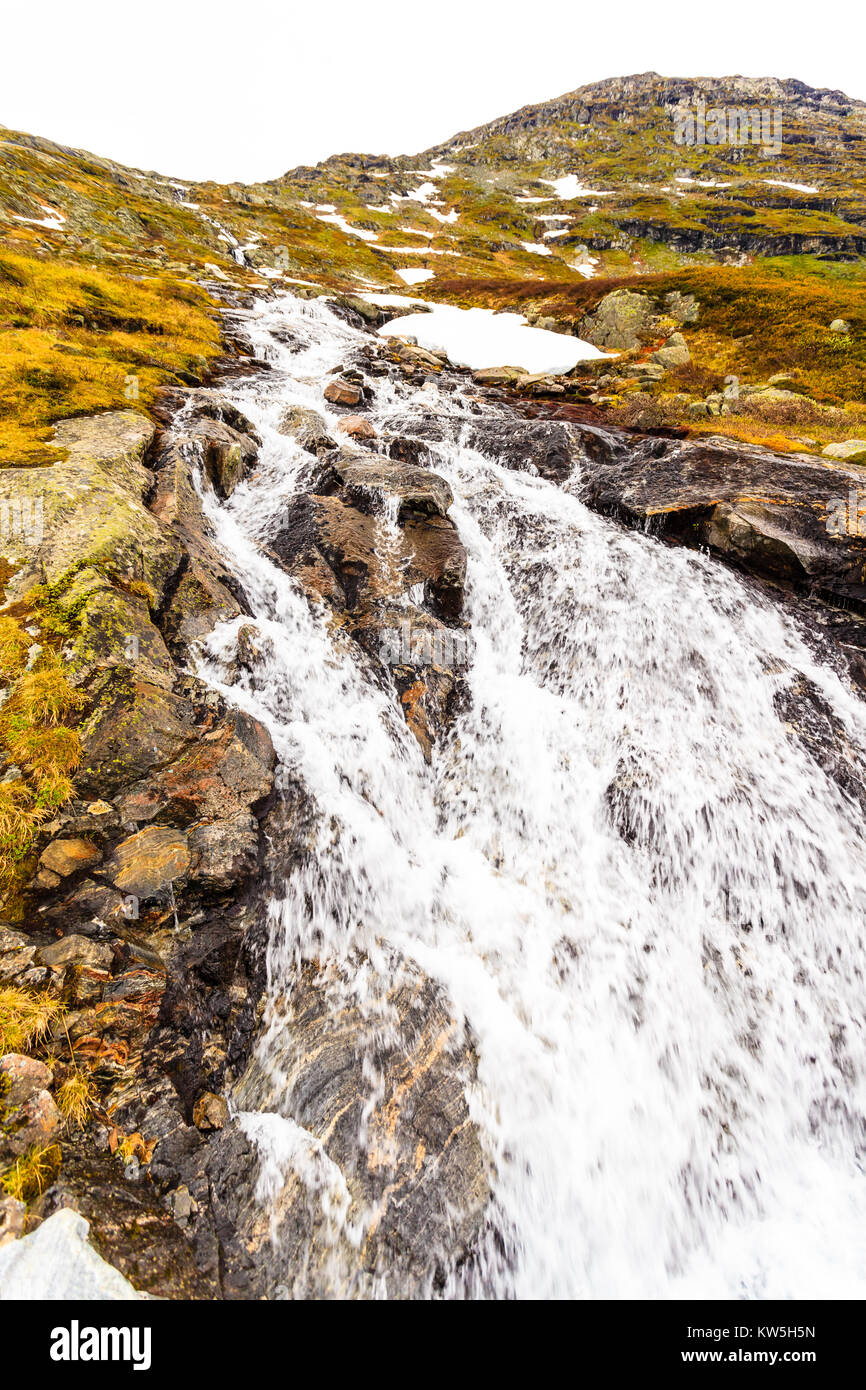 Stream waterfall in mountains closeup, picture from Norway Stock Photo ...
