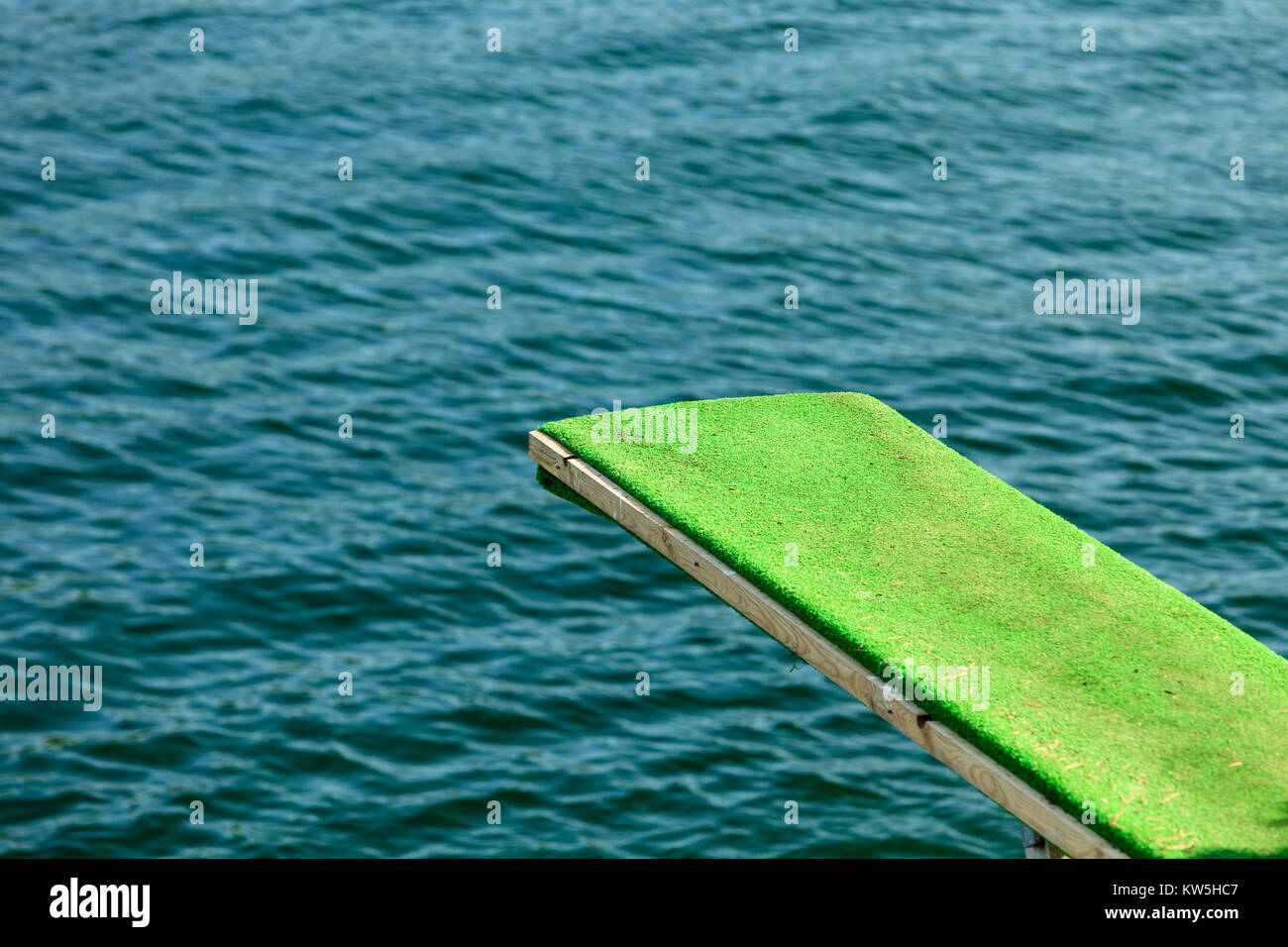 Summer vacation and dangerous sport. View of diving board. Springboard ...