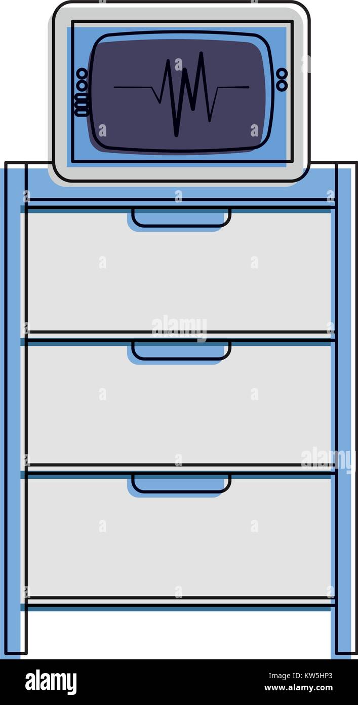 hospital operating drawer with ekg machine vector illustration design ...