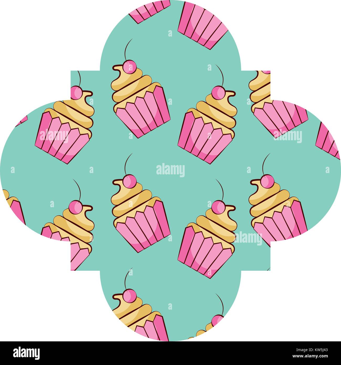 frame with cupcake pattern background vector illustration design Stock ...
